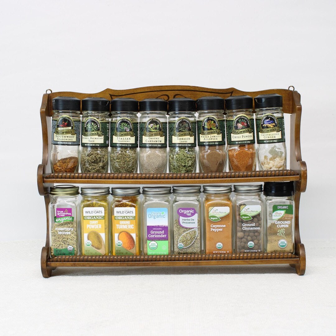 Wood Spice Rack 2 Tier Kitchen Rack Hanging Storage Shelf - Etsy