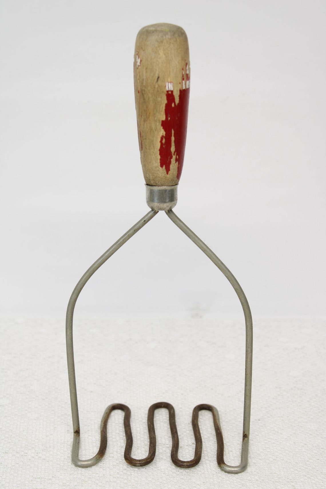 Vintage Wooden Handle Potato Masher Antique Kitchen Tool Hand Held ...