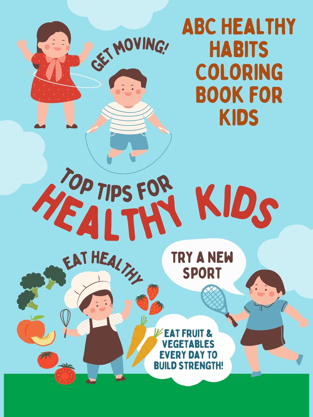 A to Z Healthy Habits Coloring Book for Kids | Printable Educational ...