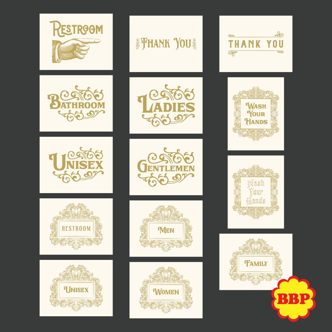 28 Victorian Bathroom Signs | Granite/white Gold Wall Art | Elegant ...