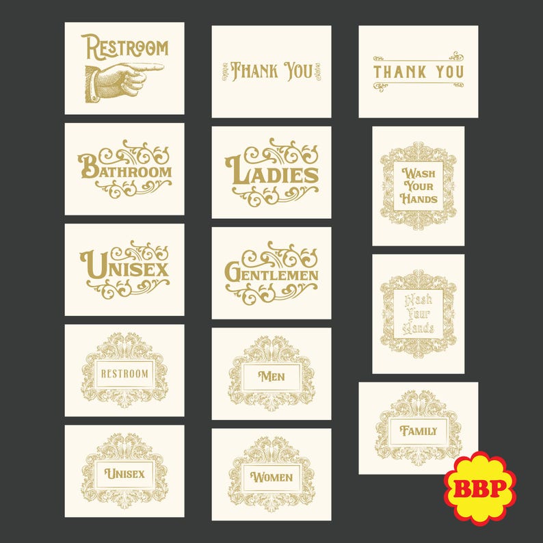 28 Victorian Bathroom Signs | Granite/white Gold Wall Art | Elegant ...