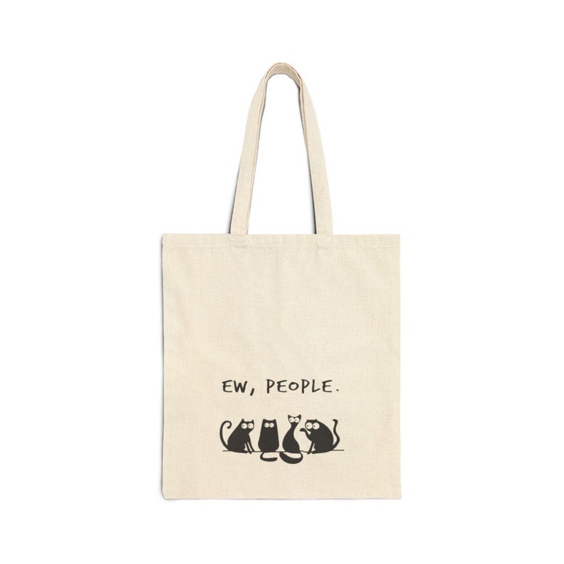 Humorous Cat Tote Bag: Funny Cotton Canvas Shopping Bag - Etsy