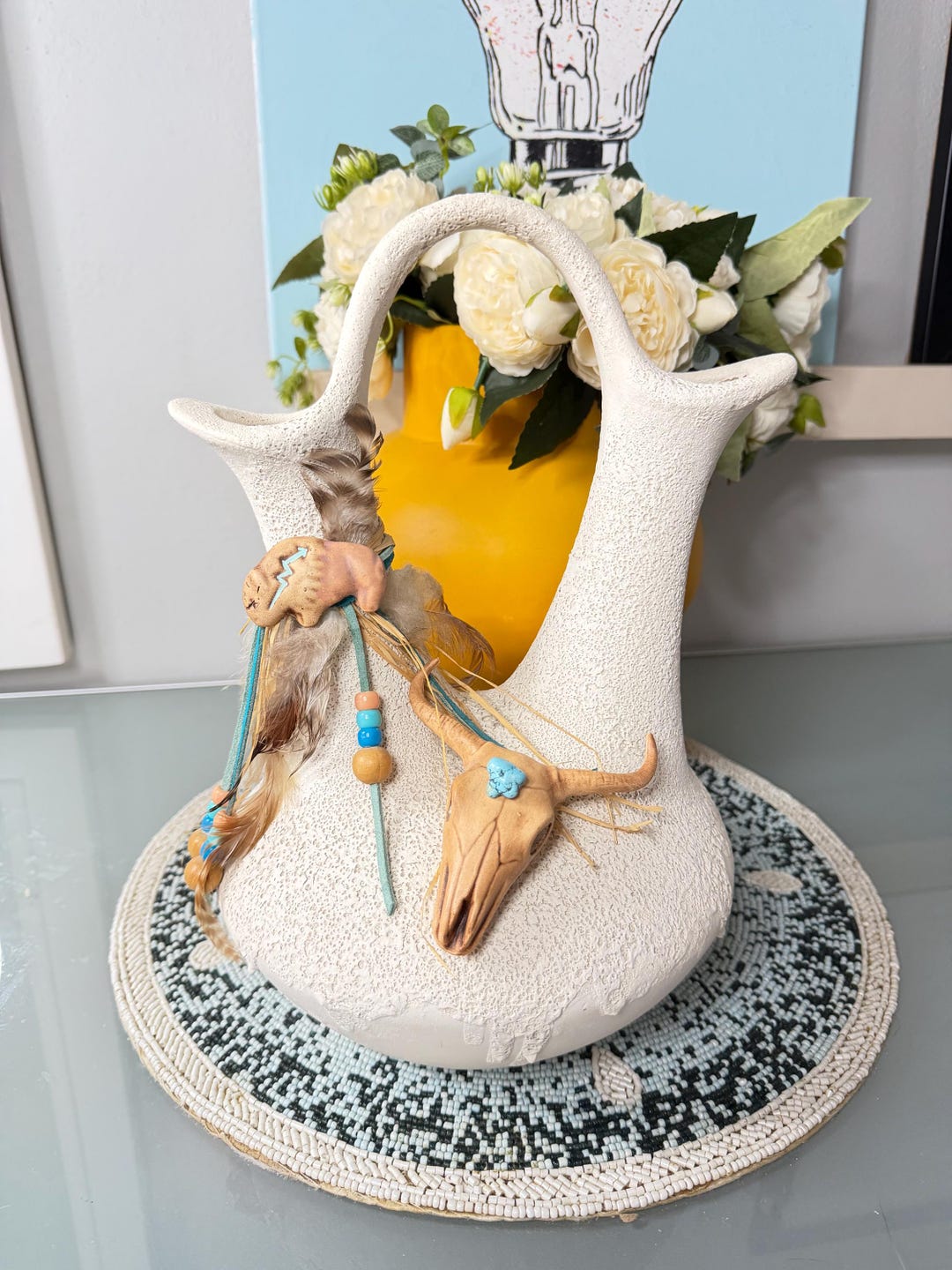 Vintage Native American Wedding Vase With Buffalo and Bull Skull ...
