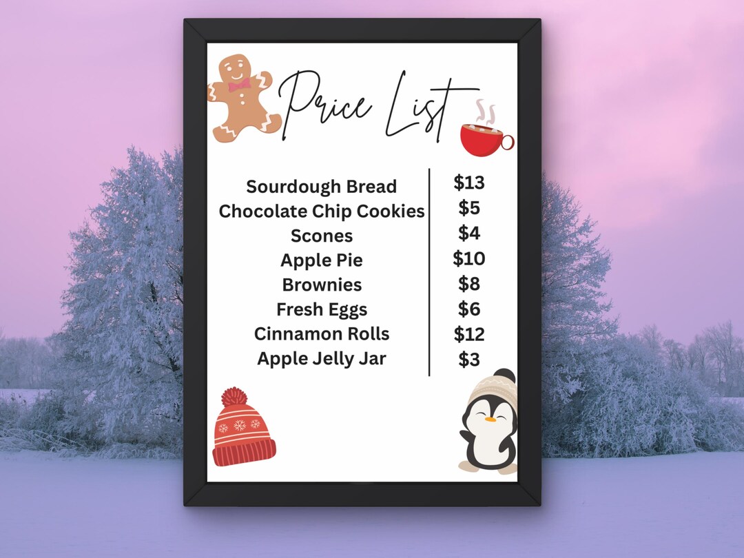 Farm Stand Price List Template: Rustic Bakery Sign, Editable Canva ...
