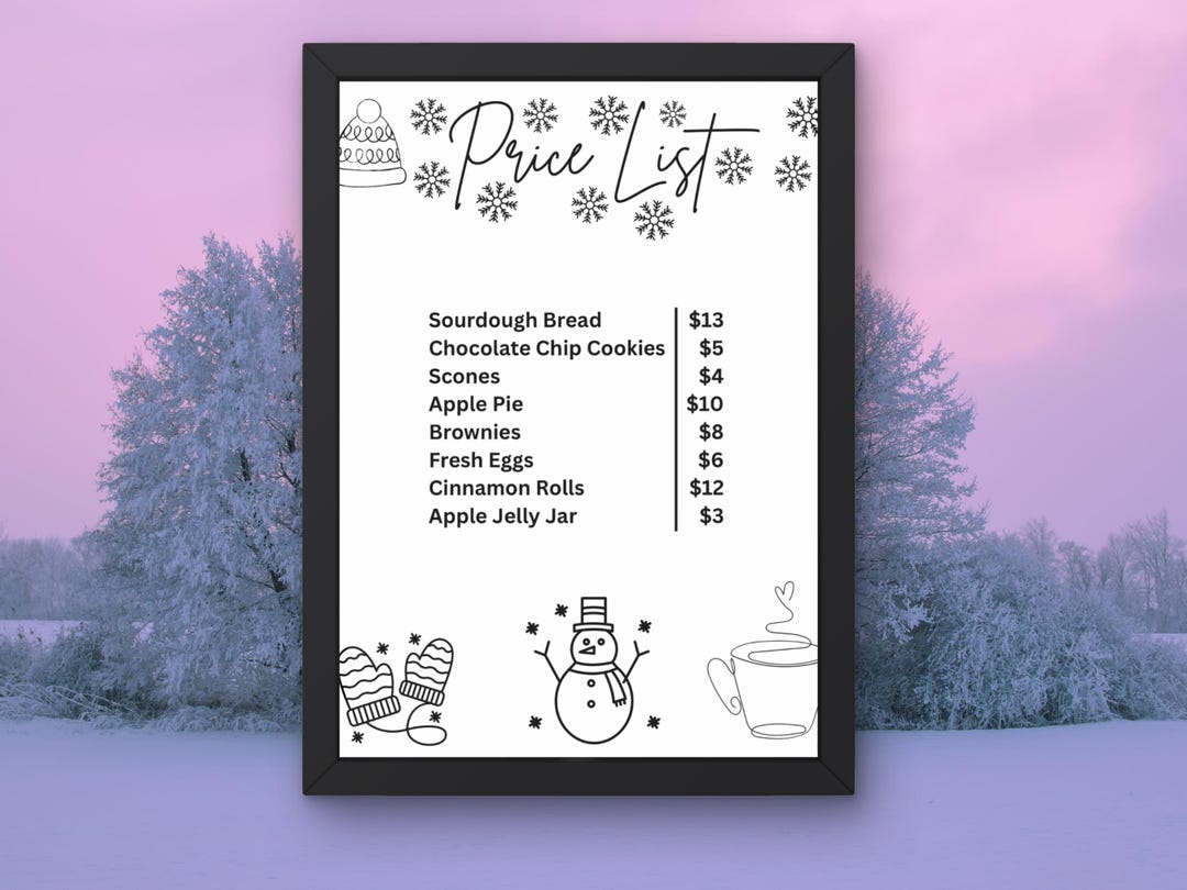 Farm Stand Price List Template: Editable Seasonal Sign (8.5x11, Canva ...