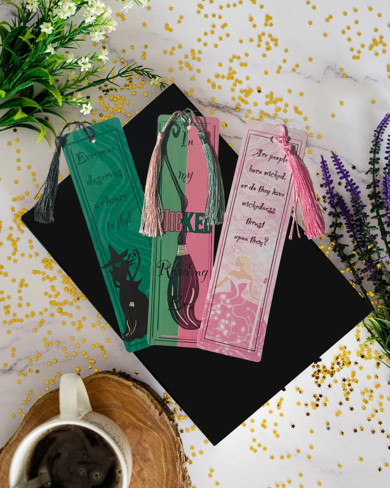 Wicked Musical Bookmark Set: Broadway Fan Gift, Tassel Bookmark - Etsy