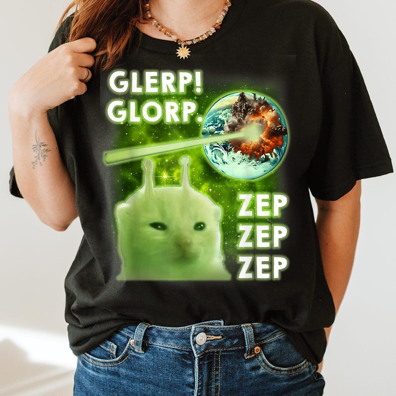 Glerp Glorp Alien Cat Meme PNG, Brainrot Humor Design - Etsy