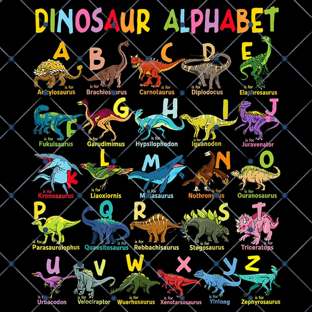 Dinosaur Alphabet Chart | A-Z Dino Names, Preschool Clipart (PNG) - Etsy