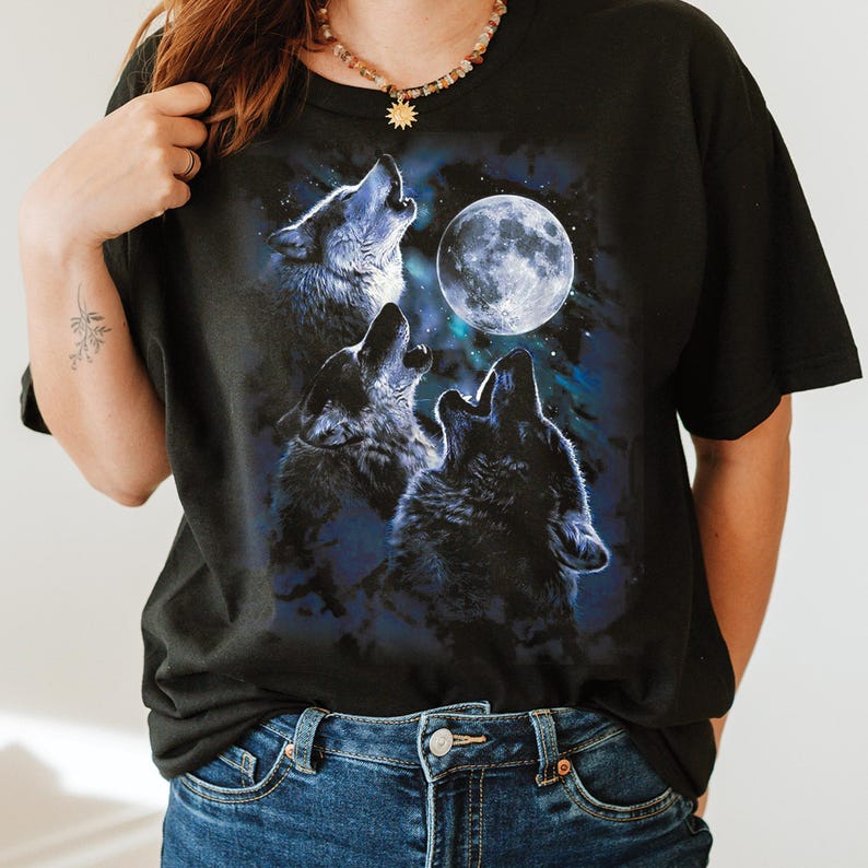 3 Wolves Howling at Moon PNG | Vintage Wolf Pack Graphic (digital ...