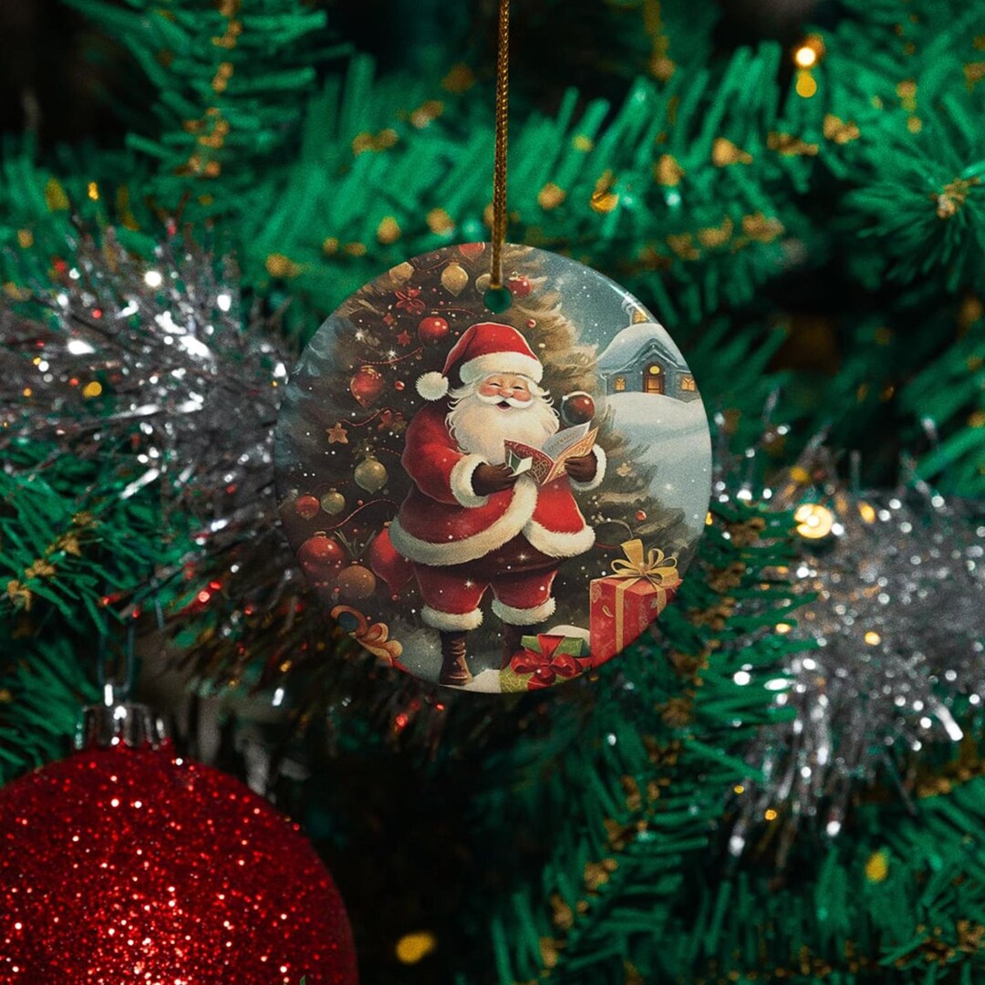 Fairy Tale Santa Xmas Ornament, Cute Animated Style Custom Gift for ...