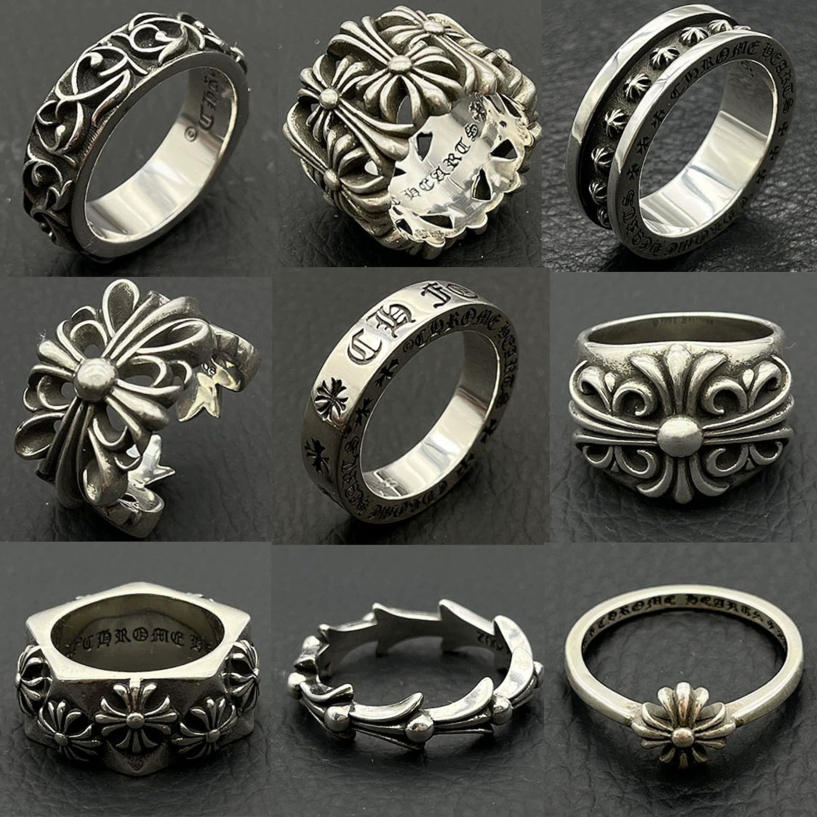 925 Sterling Silver Gothic Cross Ring | Vintage Floral Statement Band ...