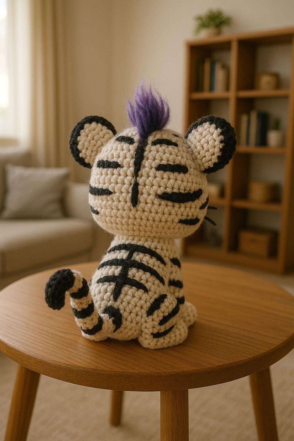 Crochet Tiger Pattern: Amigurumi Plush Toy With Purple Mohawk (PDF ...