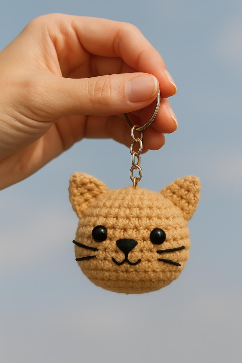 Crochet Cat Keychain: Beginner Amigurumi Kit - Handmade Plush Key Ring ...