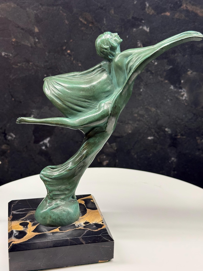 Signed Max Le Verrier “l’envol” Bronze Art Deco Sculpture on Marble ...