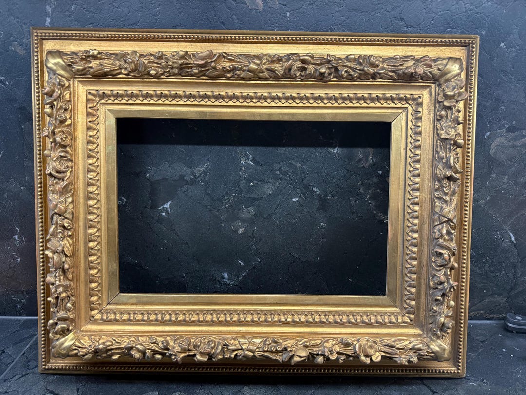 Antique 19th Century Gilt Gesso Frame (59.5 × 39 Cm) – European Gold ...