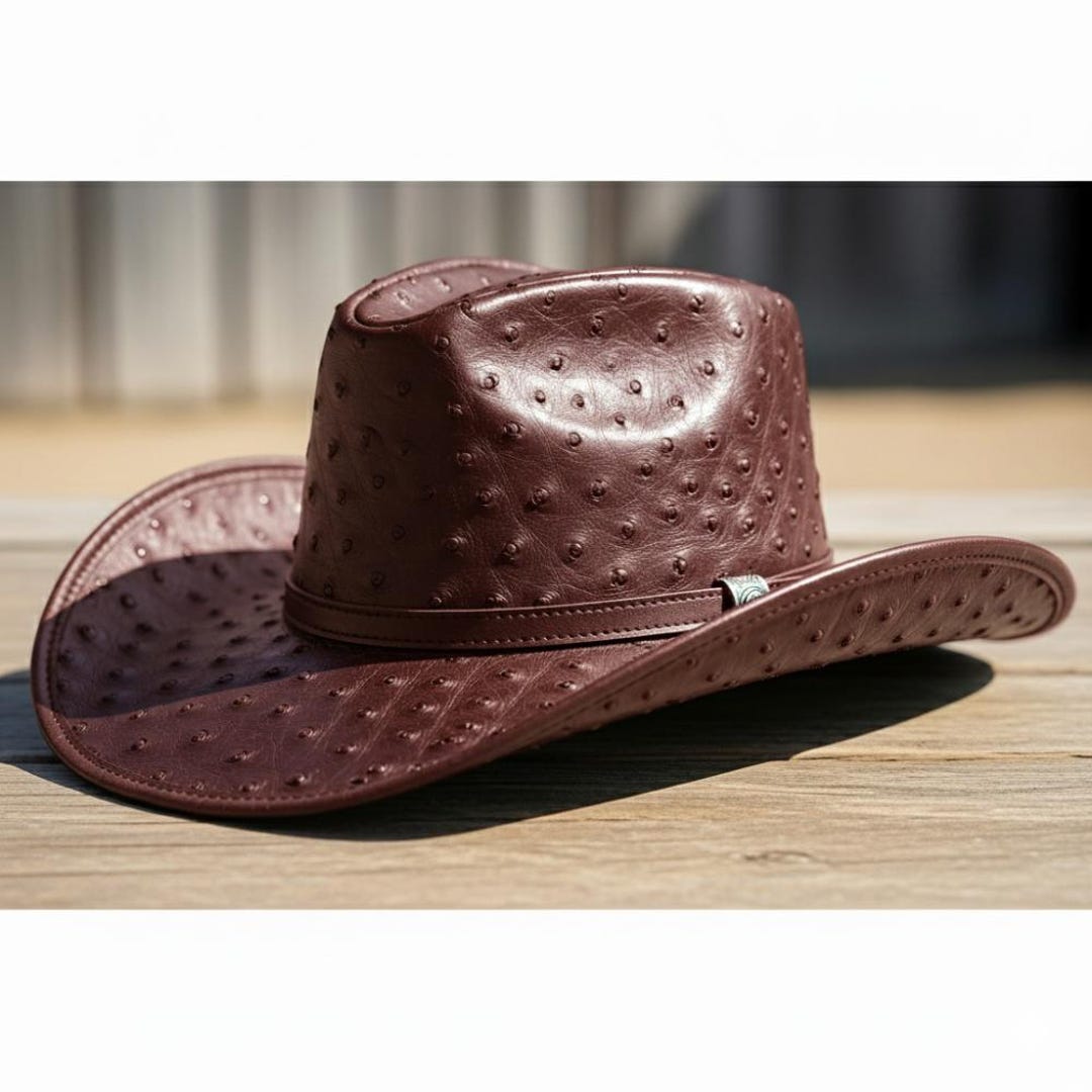 Handmade Ostrich Skin Cowboy Hat Exotic Western Leather Headwear - Etsy