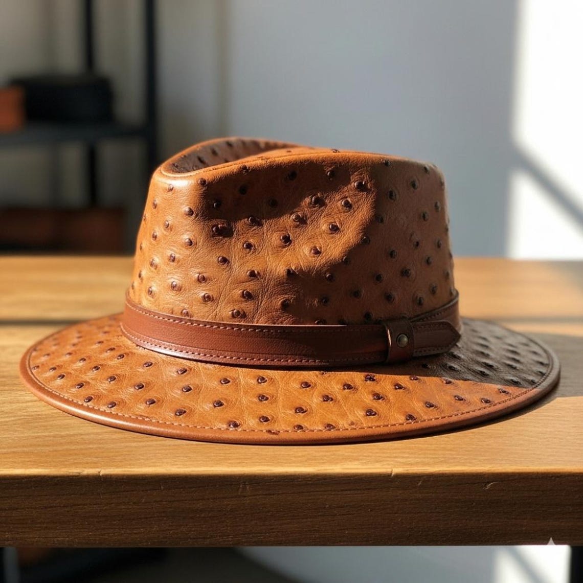 Handmade Genuine Ostrich Leather Hat Unique Exotic Fashion - Etsy