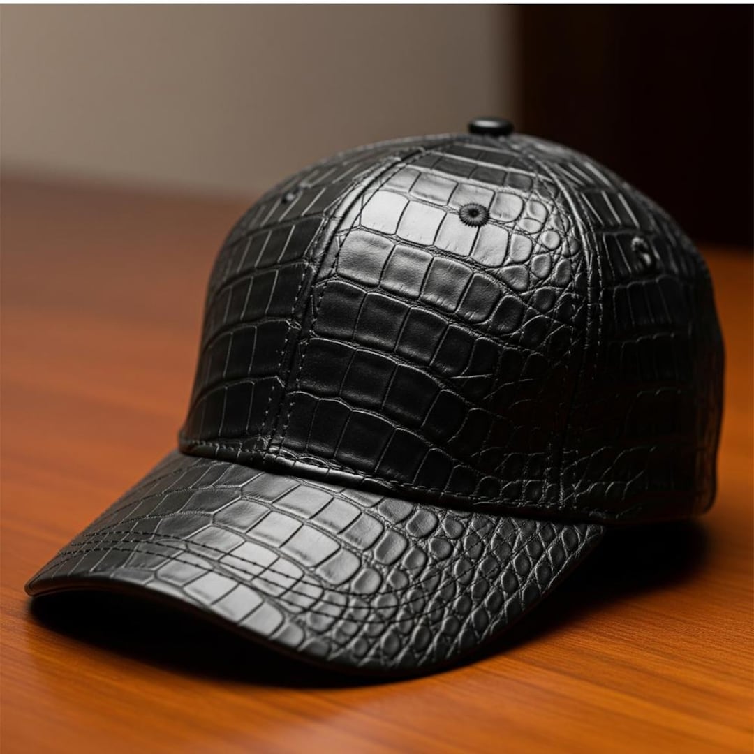 Handmade Black Crocodile Leather Cap Adjustable Alligator Skin Hat - Etsy