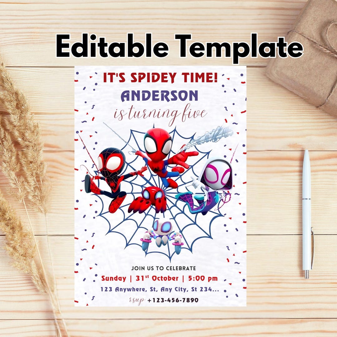 Spidey and His Amazing Friends Birthday Invitation Digital Download ...