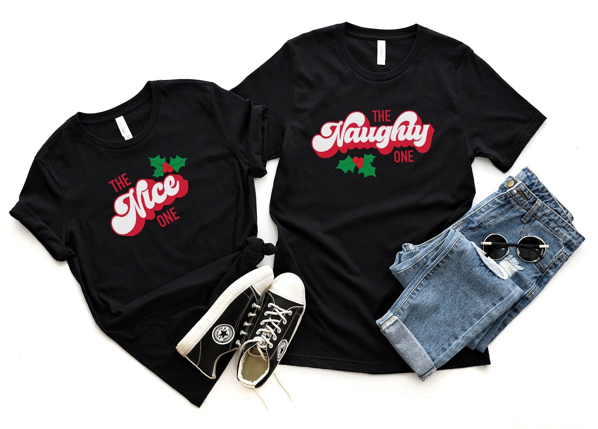 The Naughty One the Nice One Funny Christmas Holiday - Etsy