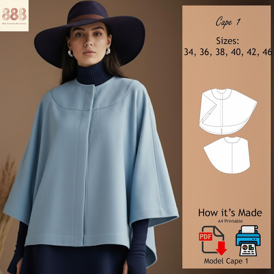 Cape Pattern Sewing Cape Sewing Pdf Pattern Cape Shawl Women Cape