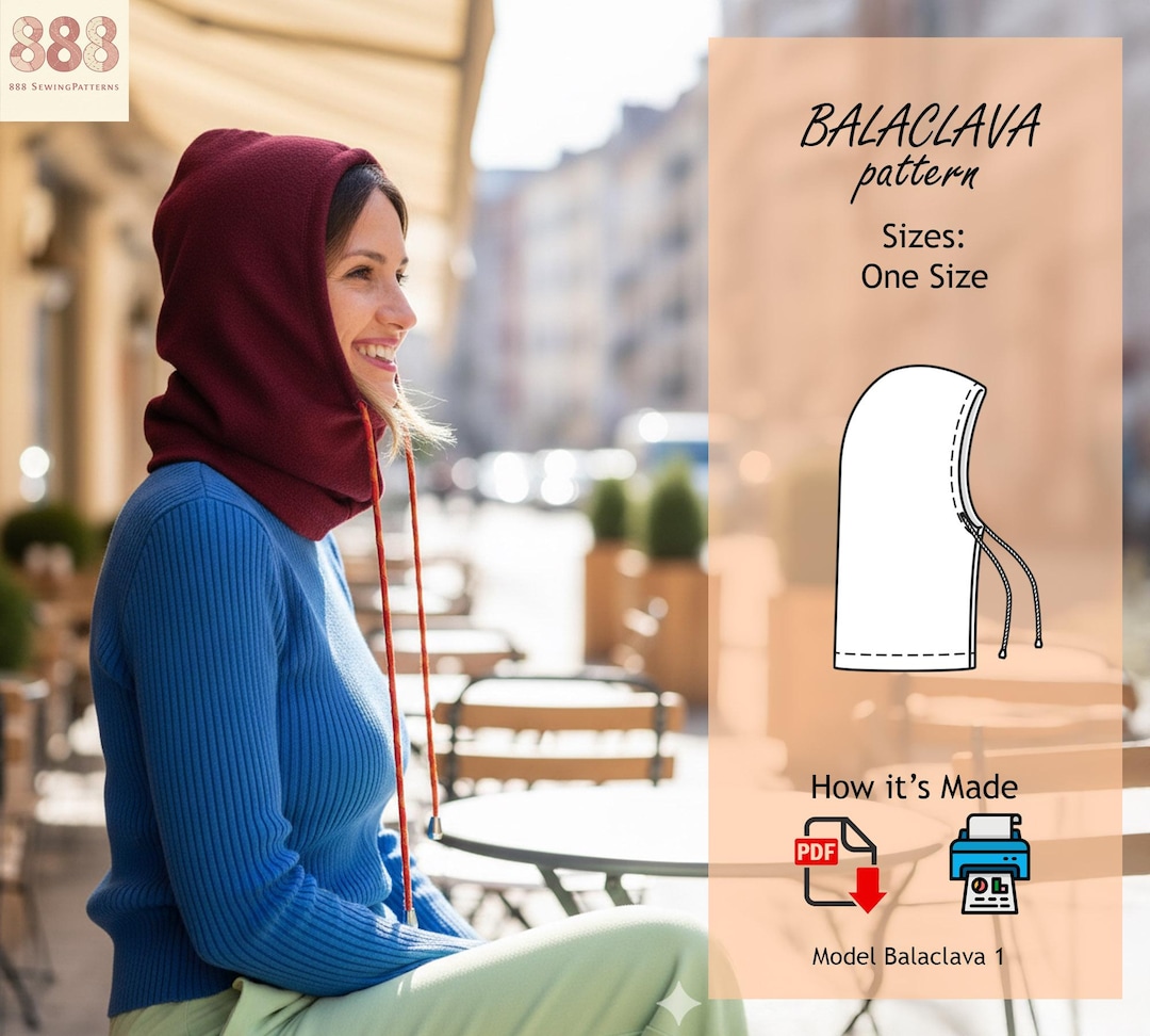Balaclava Sewing Pattern: Unisex Ski Mask, Face Cover (PDF Pattern ...