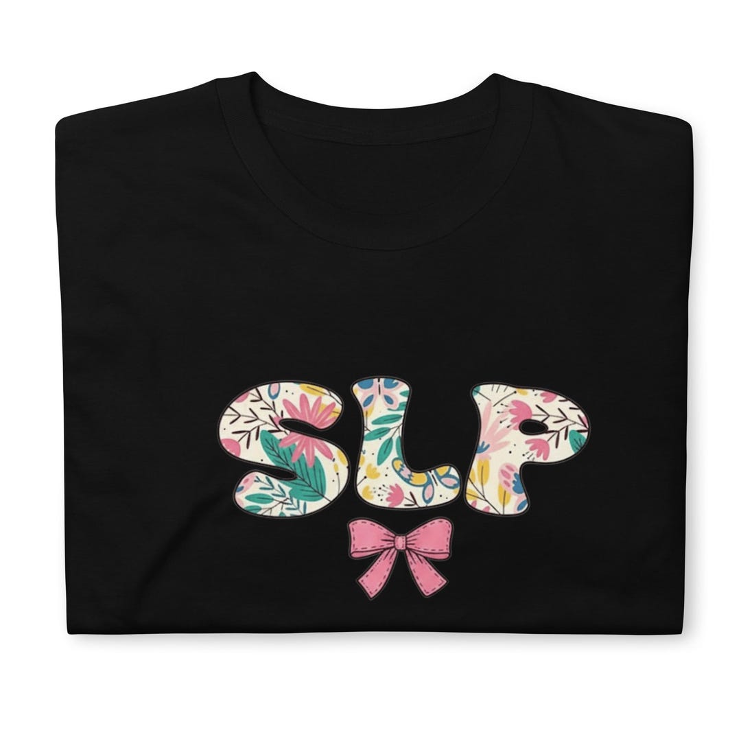 SLP Floral Speech Therapy Bow Women Speech Pathologist T-shirt, Cute ...