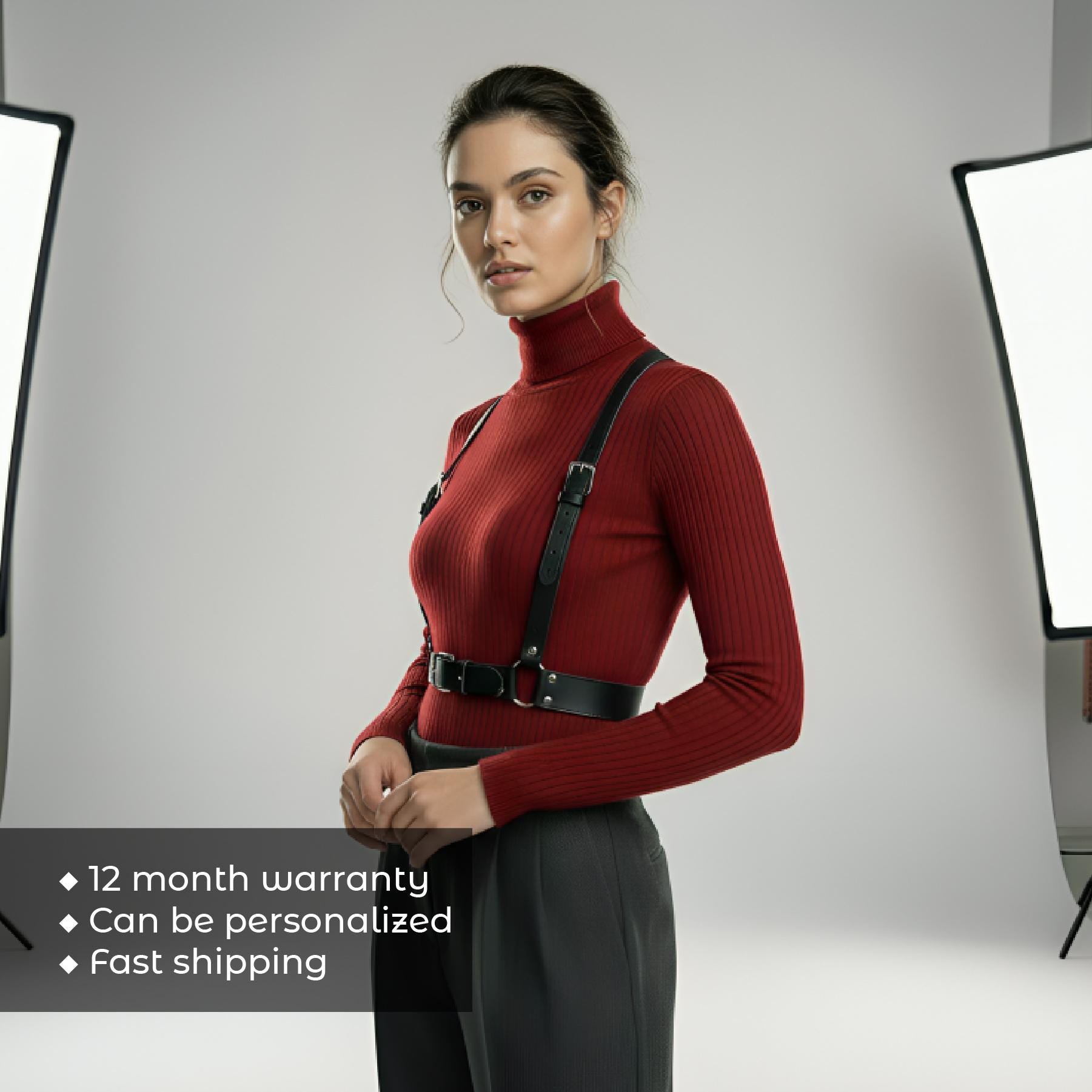 Womens Leather Suspenders Harness, Leather Chest Harness for Women ...