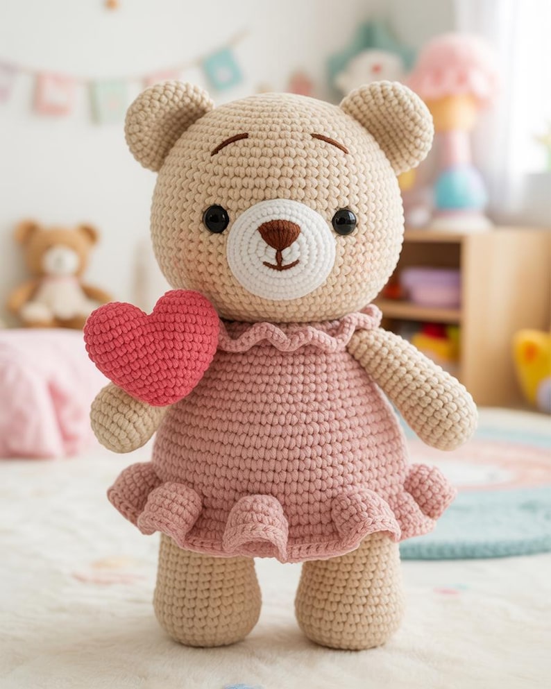 Teddy Bear Amigurumi Crochet Pattern | Valentine's Plush (digital ...