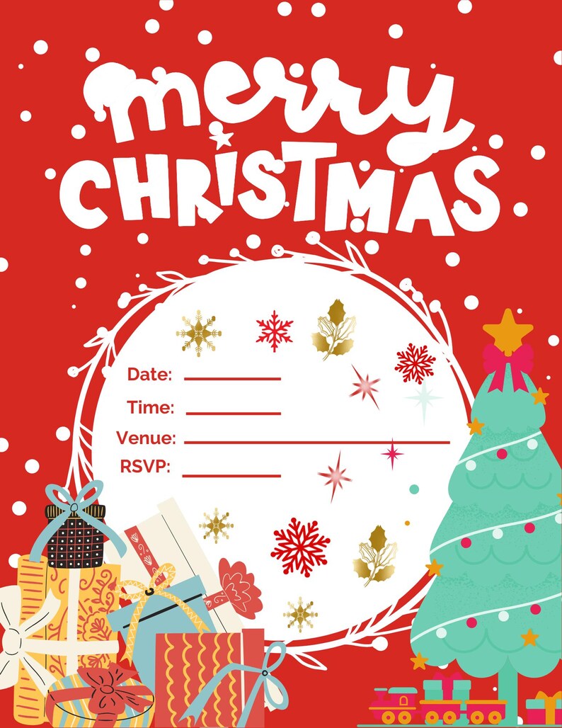 Kids Christmas Invitation: Holiday Party Printable, Editable Canva ...