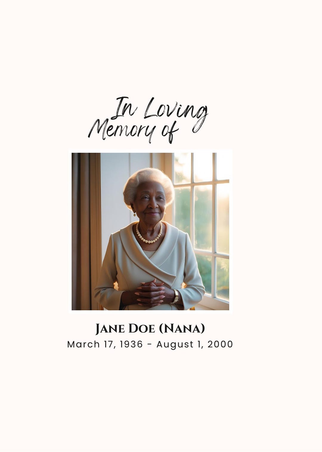 Funeral Program Template: Editable Memorial Service Pamphlet (instant ...