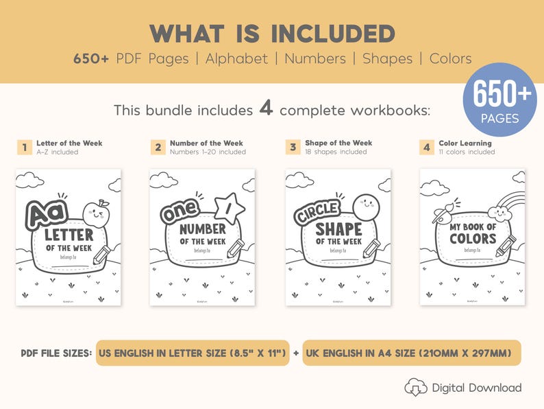 Preschool Curriculum Bundle, 650+ Printable Worksheets, Pre-k Workbook ...