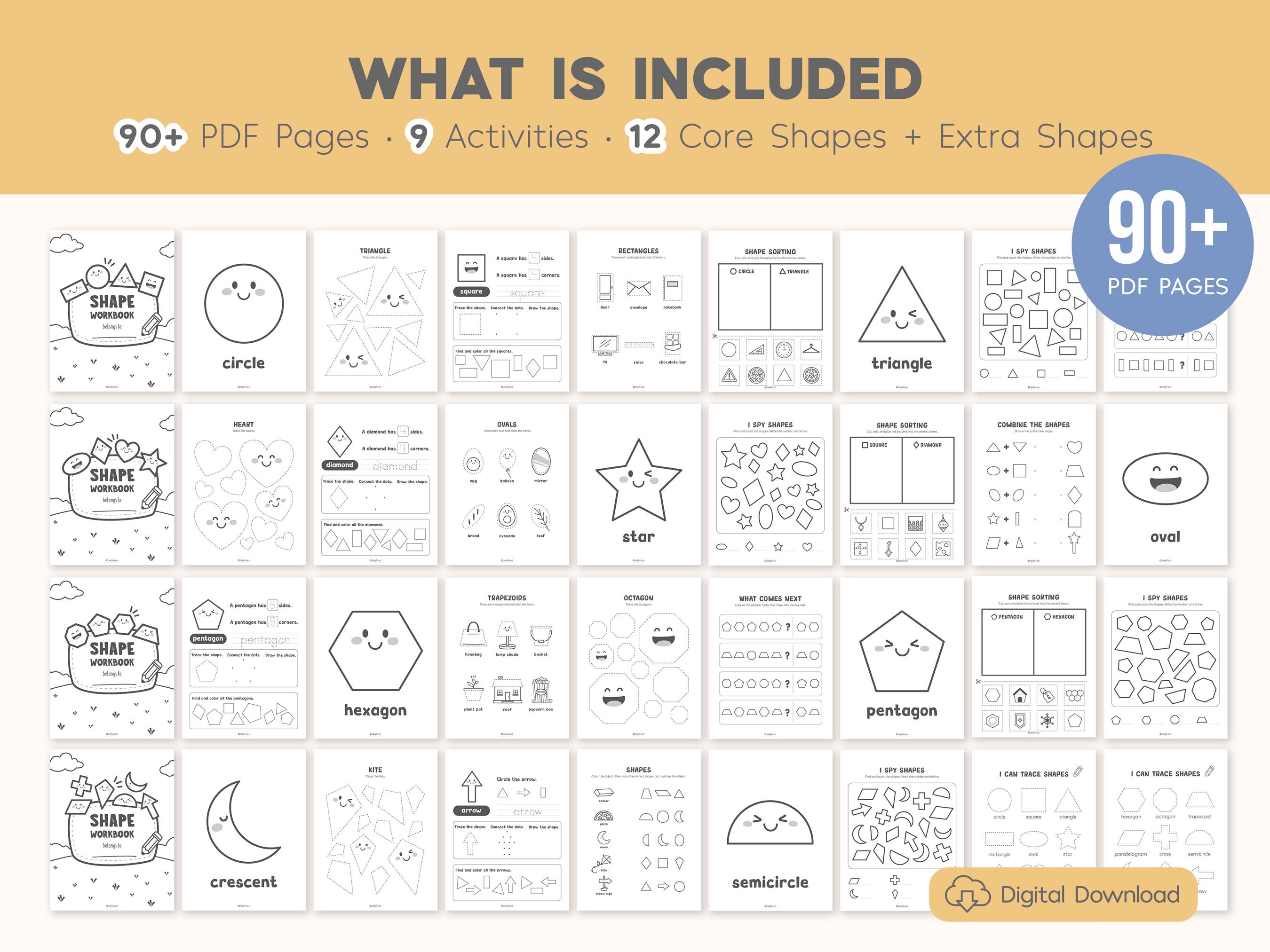 Shape of the Week Printable Worksheets, 2D Shape Worksheets, Shape ...