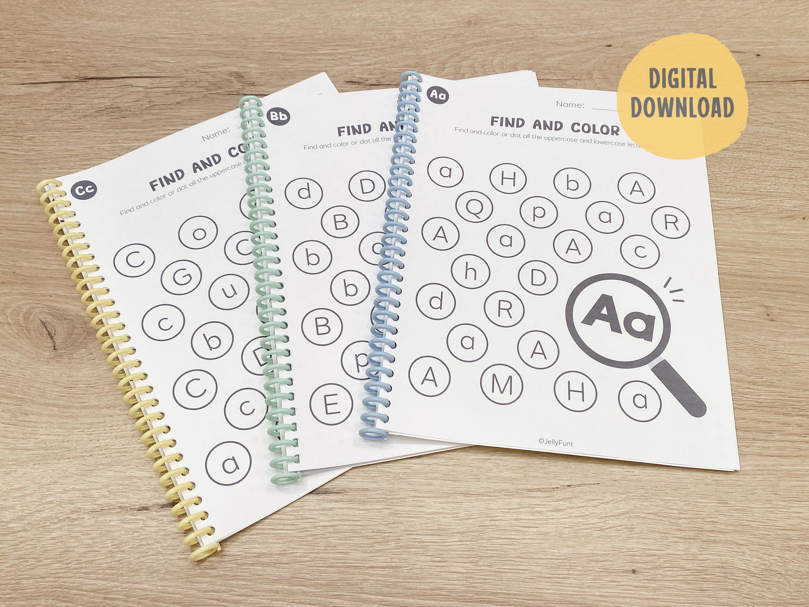 Alphabet Find and Color Worksheets Printable, Letter Recognition ...