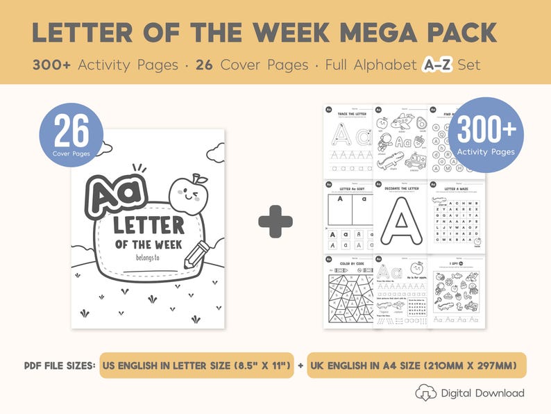 Letter of the Week Printable Worksheets, Alphabet Tracing, Alphabet ...