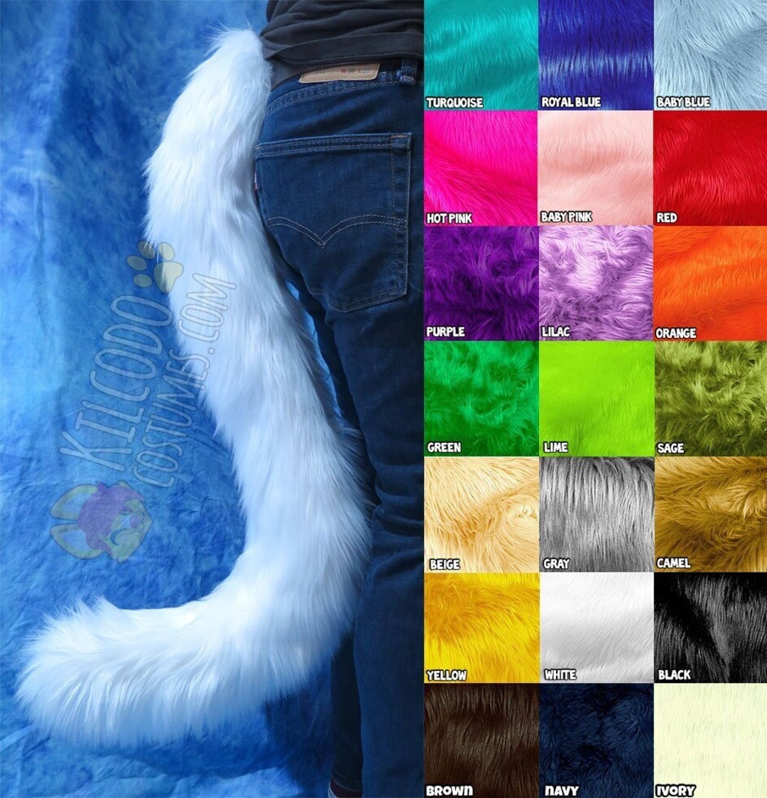 Custom Faux Fur Cosplay Fursuit Cat Feline Tail – 33” - Choose Your ...