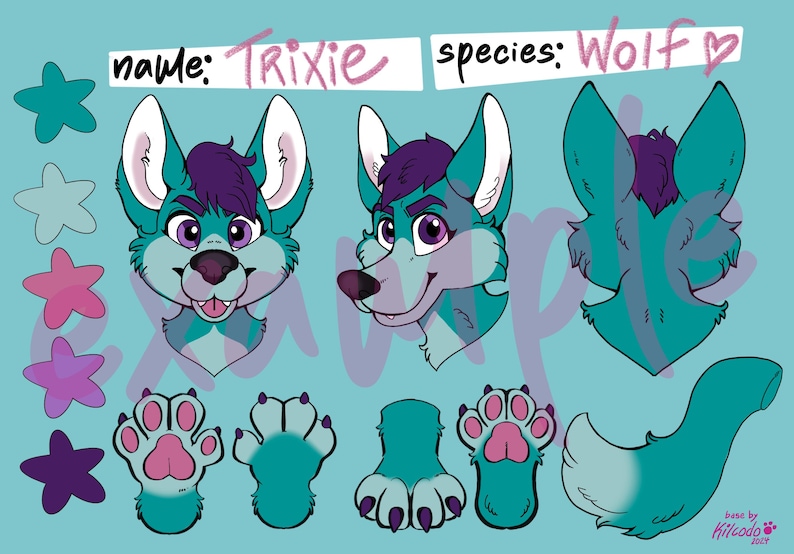 Fursona Partial Fursuit Reference Sheet Lineart – Customizable Canine ...