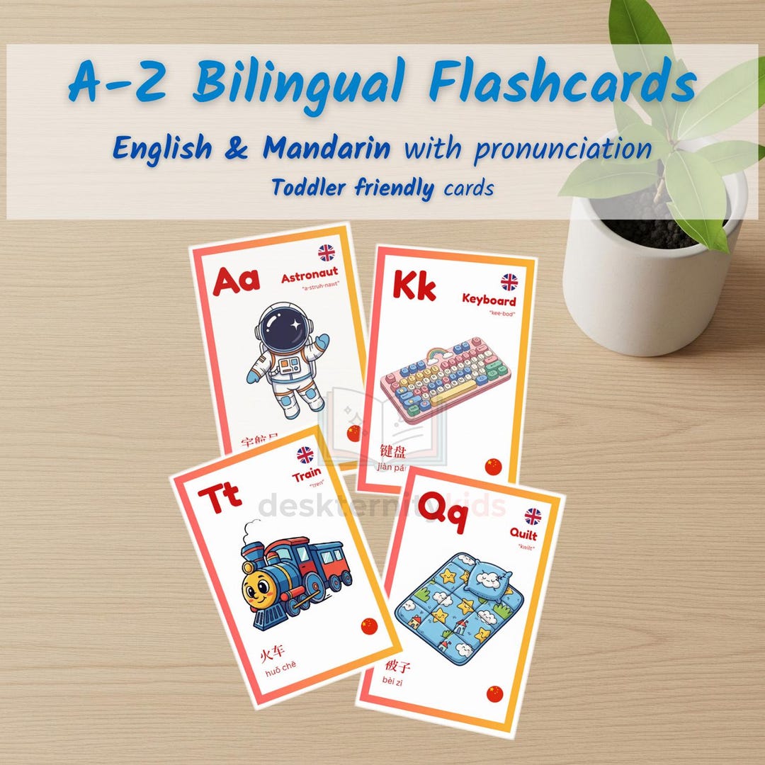 Bilingual English-mandarin Alphabet Flashcards A–Z | Toddler ...