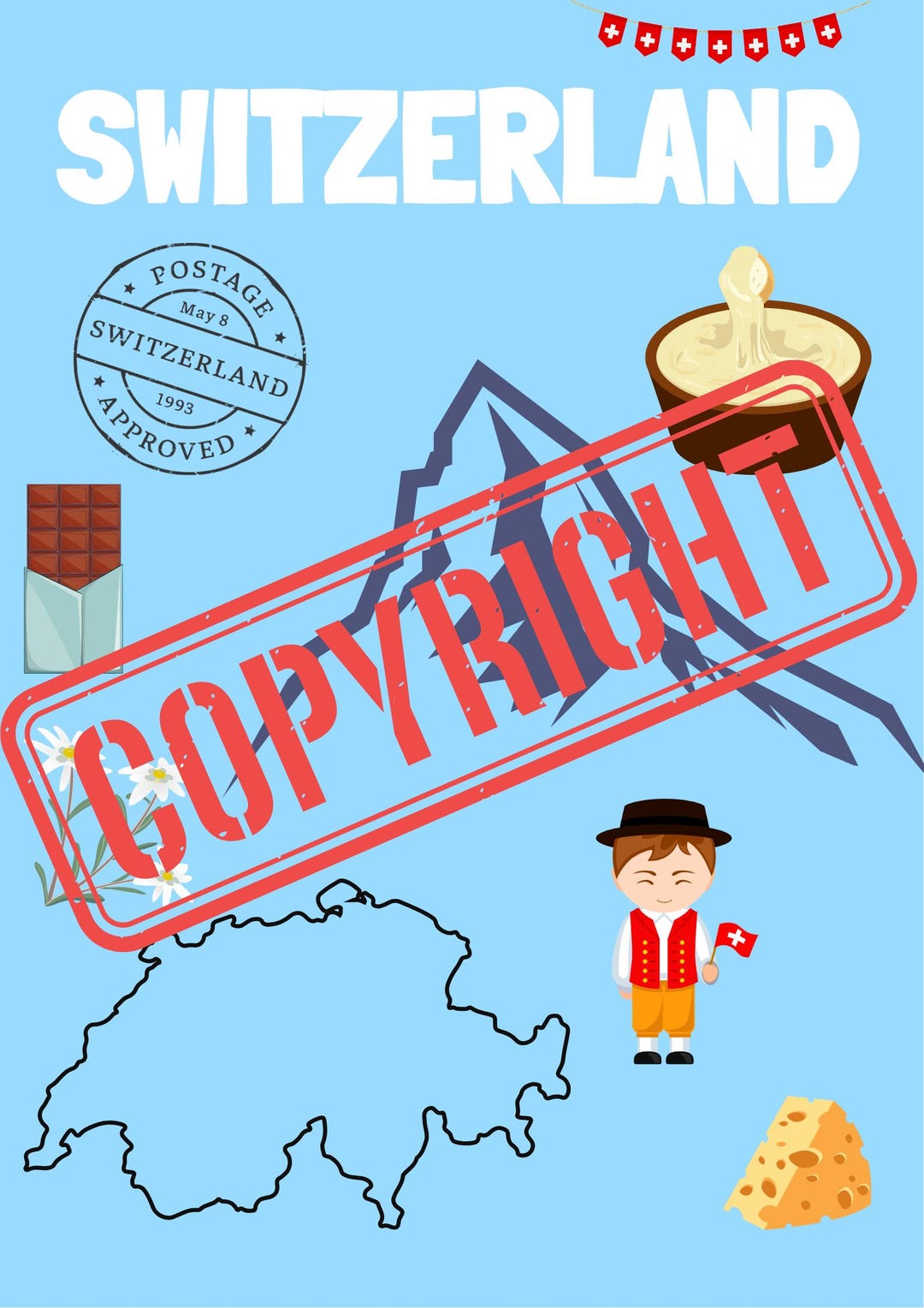 Switzerland Travel Map - Etsy