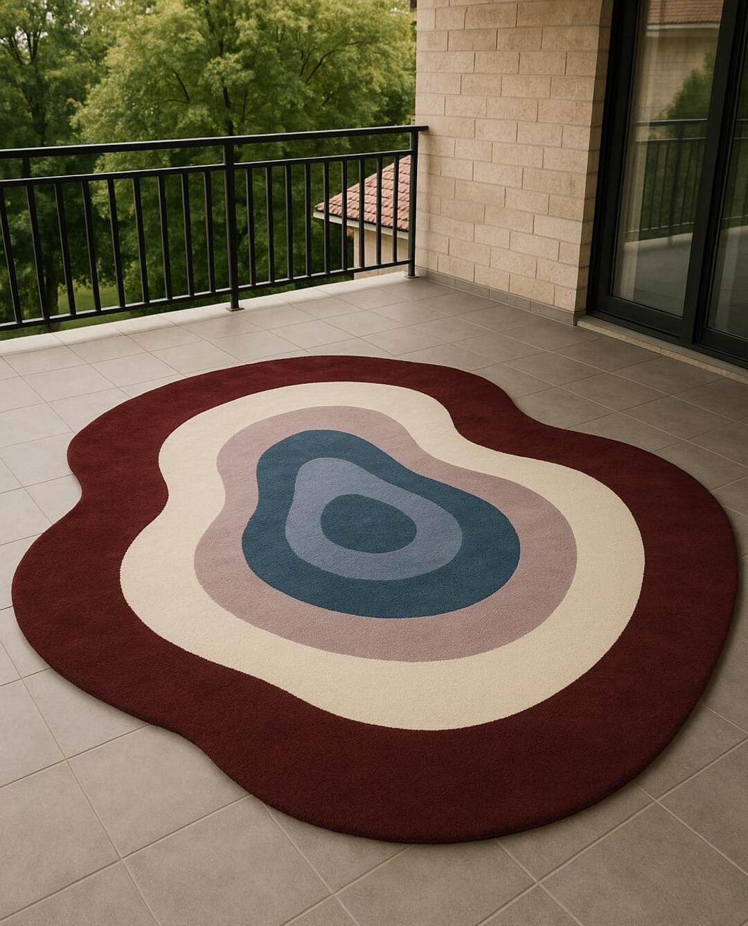 Irregular Amoeba Shape Hand-tufted Rug: Multi Soft Wool Rug 8x10 Area ...