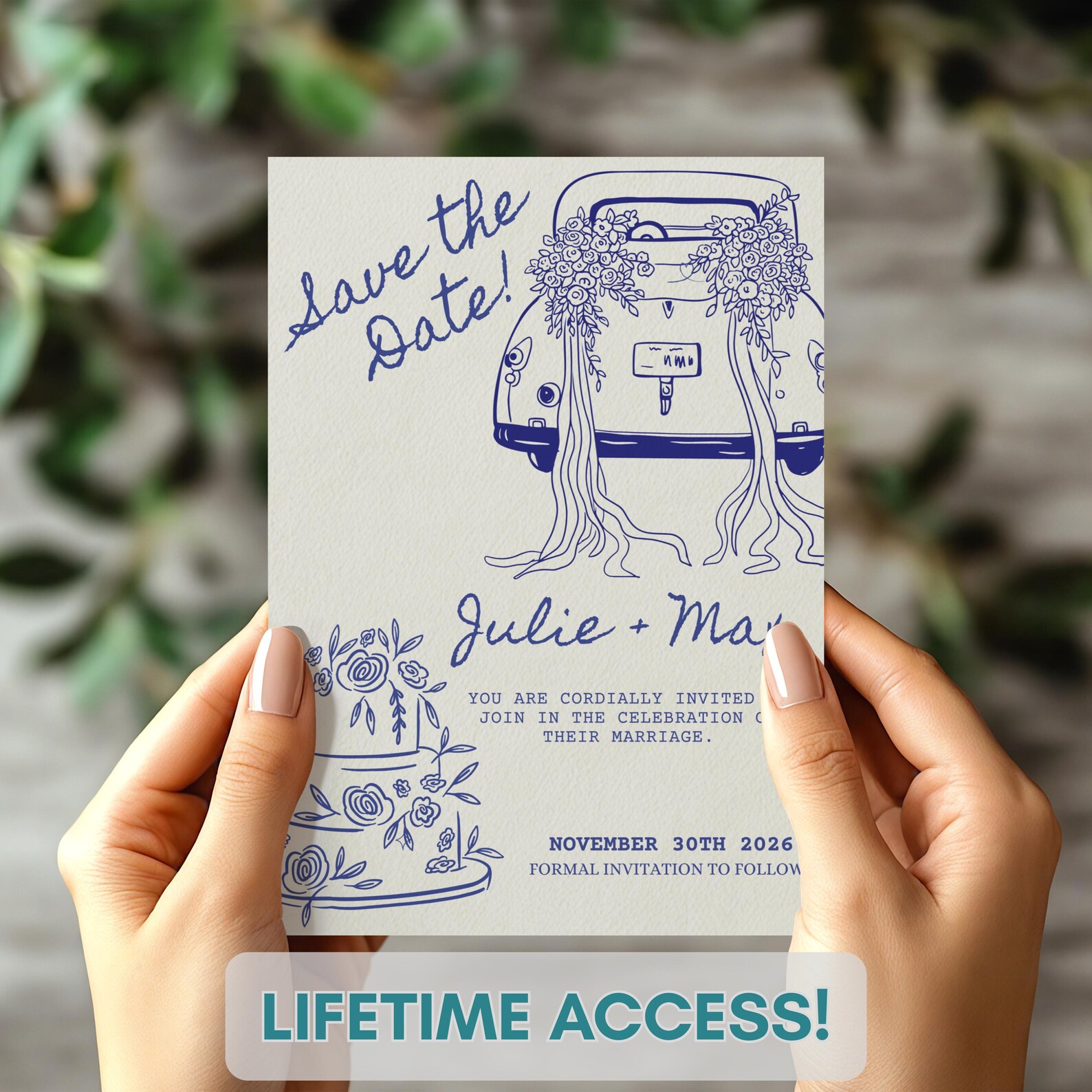 Hand Drawn Save the Date 5x7 and Mobile Version: Editable Canva ...