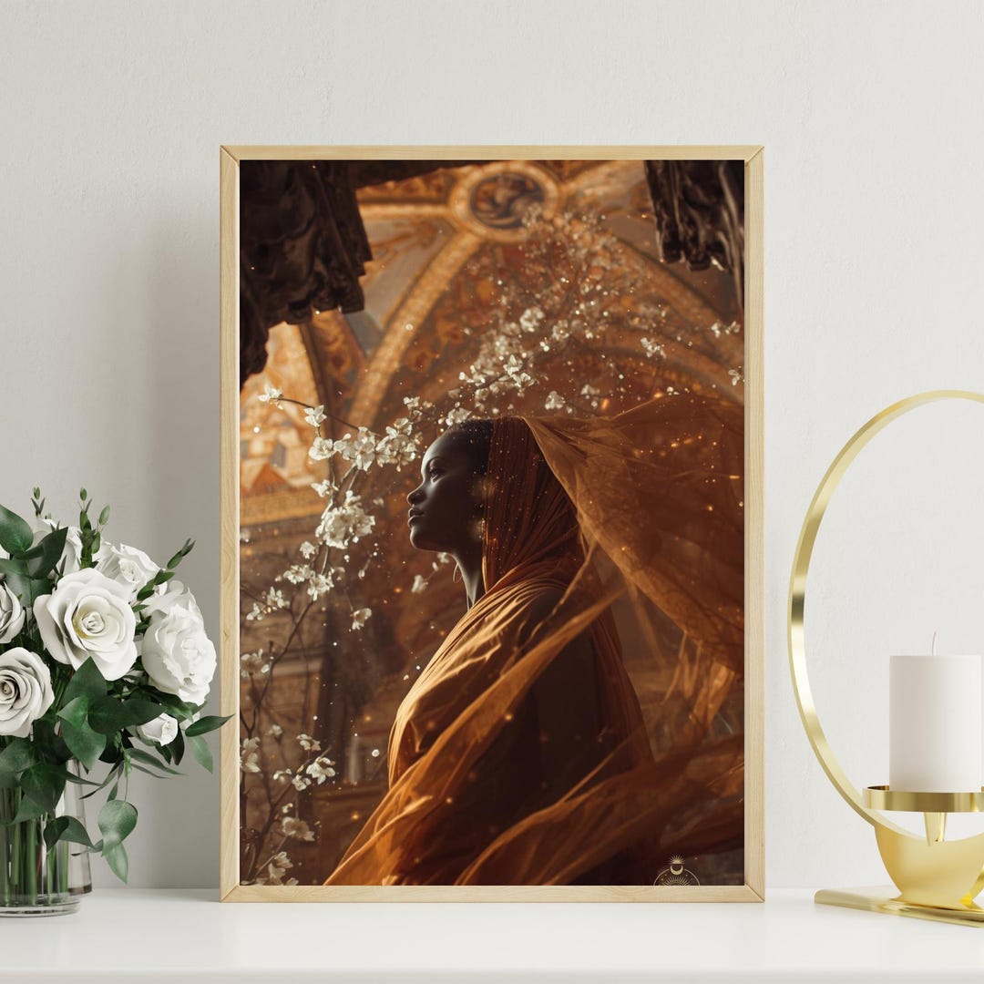 Golden Veil Art | Feminine Power Print | Digital Wall Art Download - Etsy