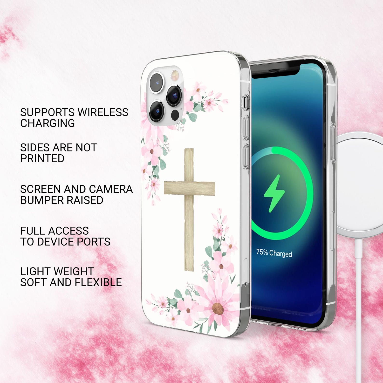 Cross Phone Case Jesus Christ Christian Cover for iPhone 17, 16, 15, 14 ...