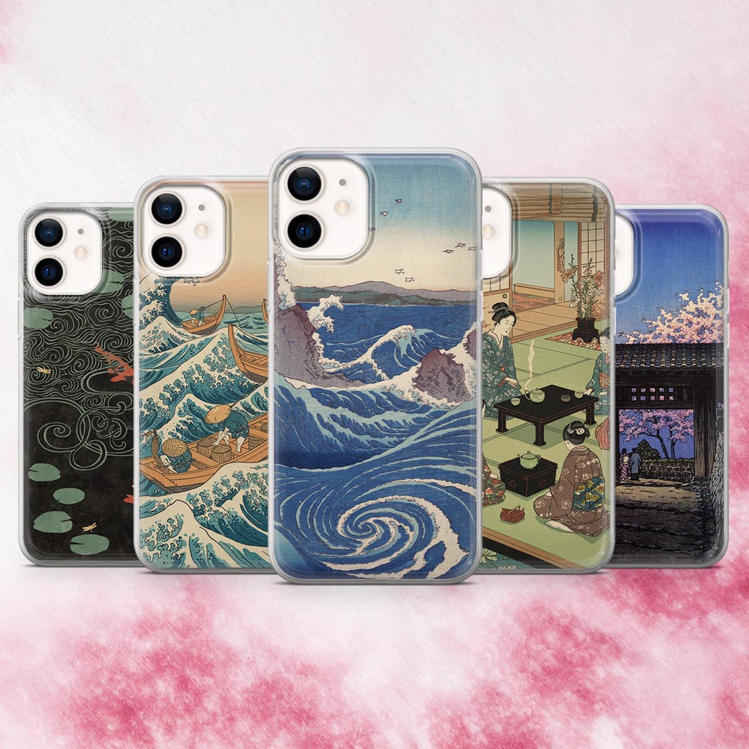 Japanese Phone Case Woodblock Ukiyoe Hokusai Cover for iPhone 17, 16 ...