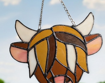 Highland Cow Stained Glass Sun Catcher - Etsy