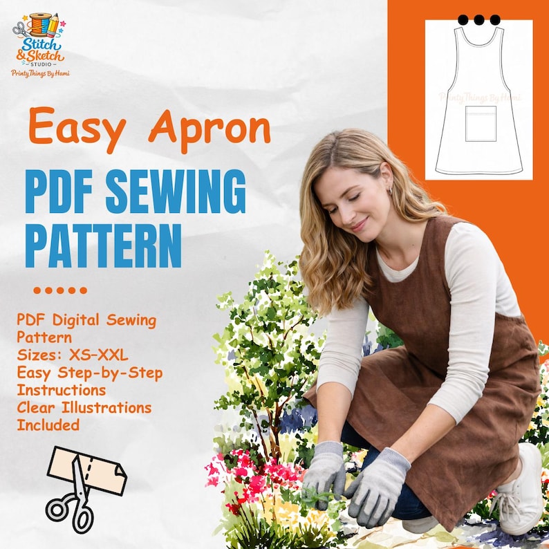Easy Cross Back Apron Pattern PDF | Beginner Friendly Sewing Pattern ...