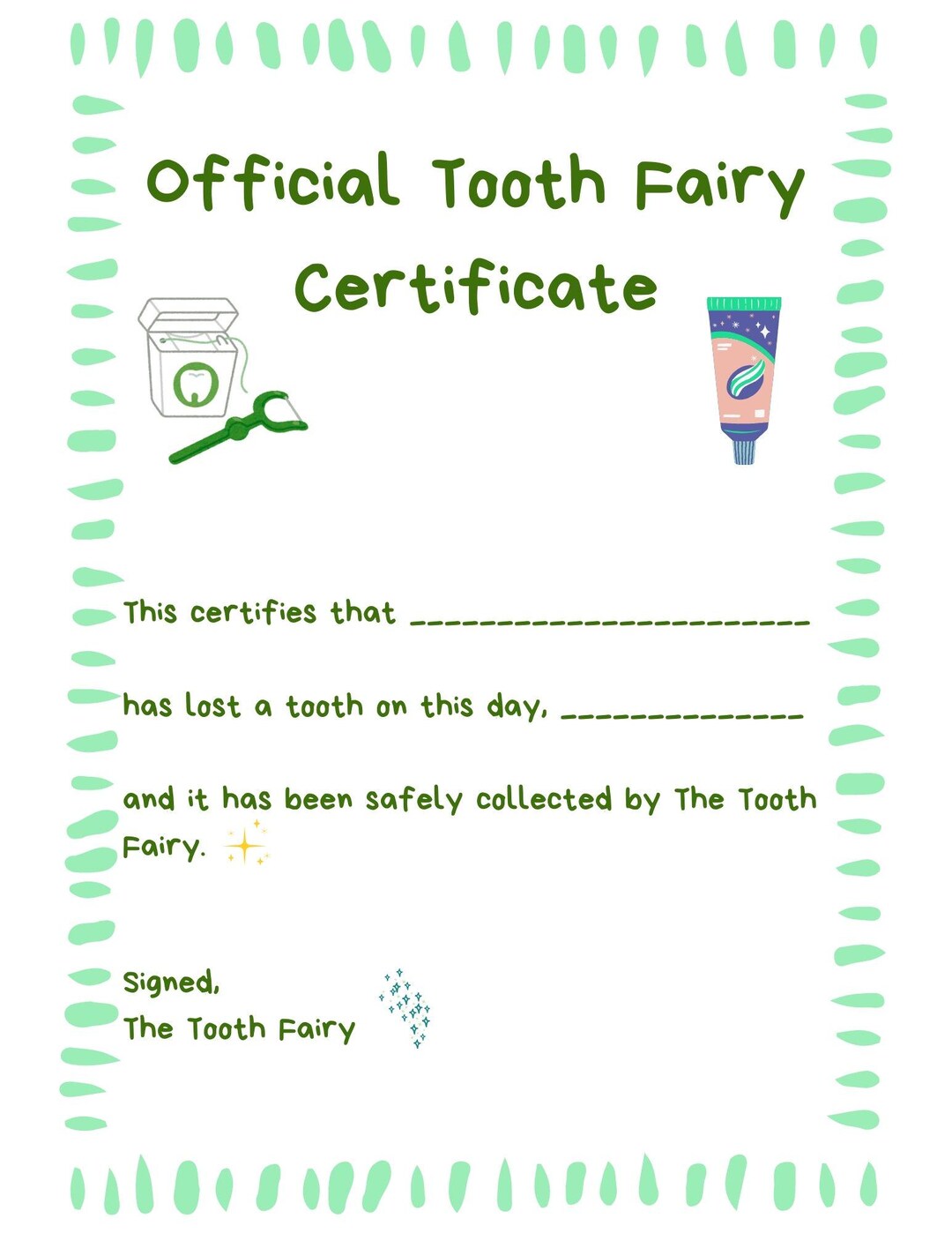 Tooth Fairy Certificate Bundle – Pink, Blue & Green | Printable Lost ...