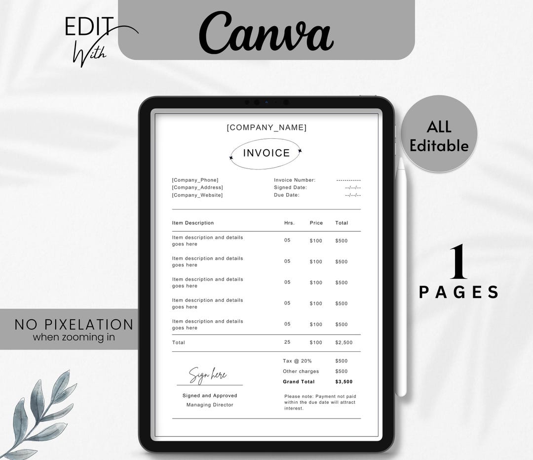 Simple One Page Billing Template for Freelancers and Small Businesses ...