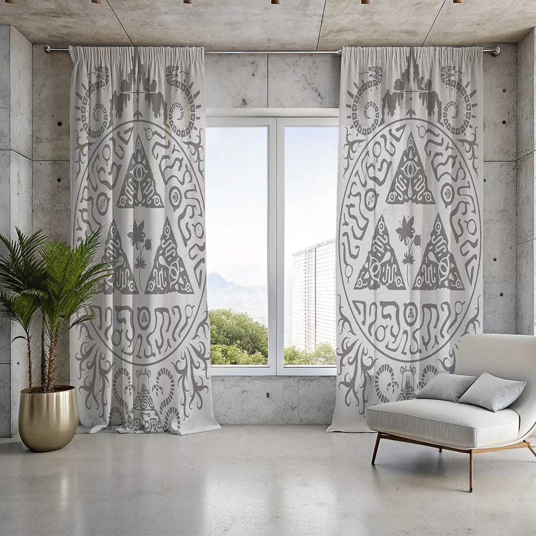 Ancient Fantasy Emblem Window Curtains, Gaming Room Curtains, Mystical ...