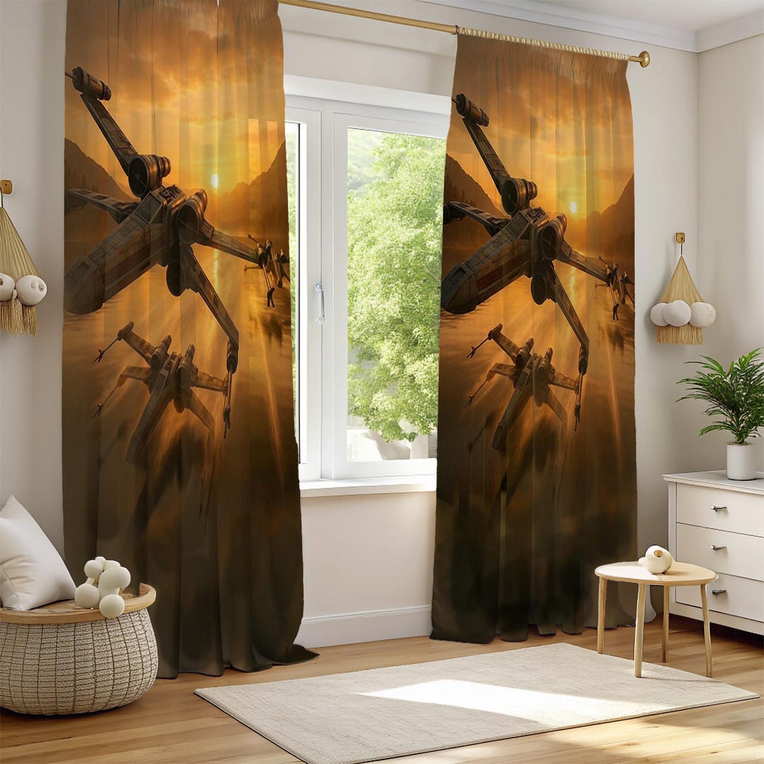 Star Wars Curtains,x-wing Sunset Curtains,golden Hour Galactic ...